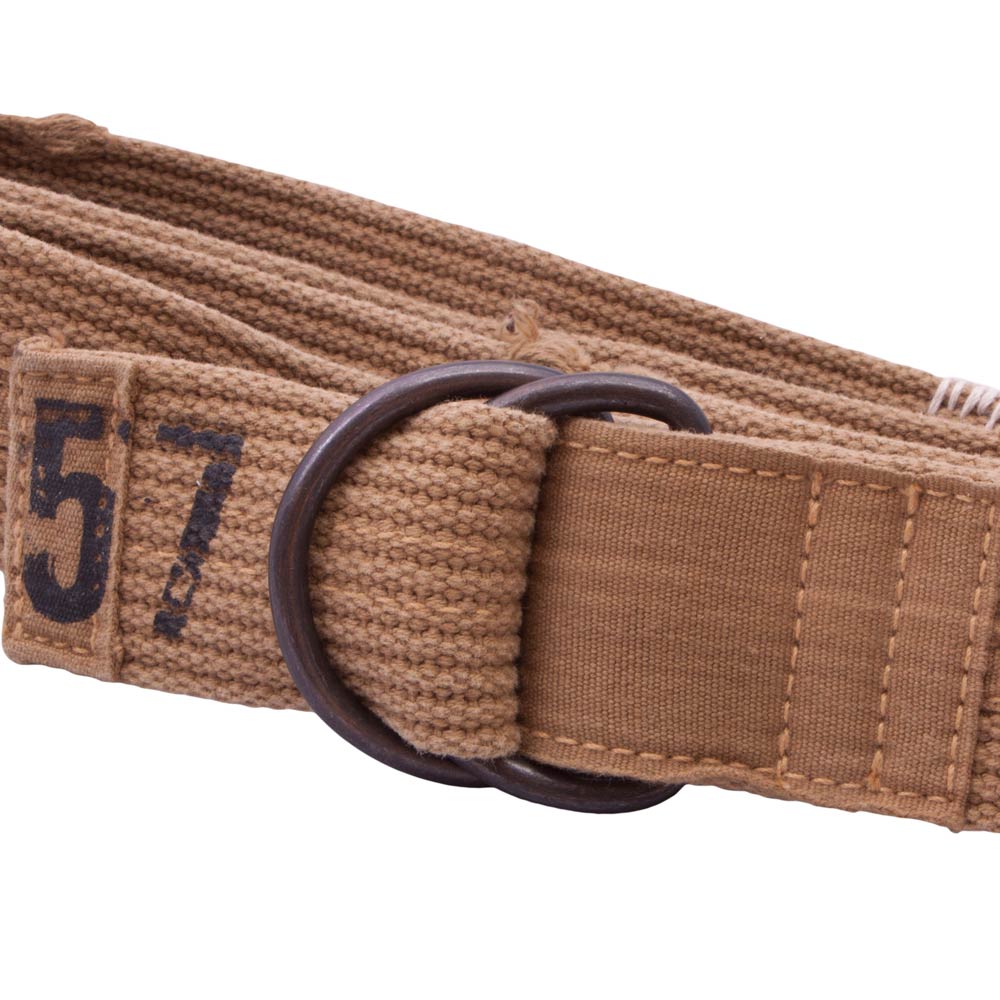 Distressed Tan Webbing D Ring Belt