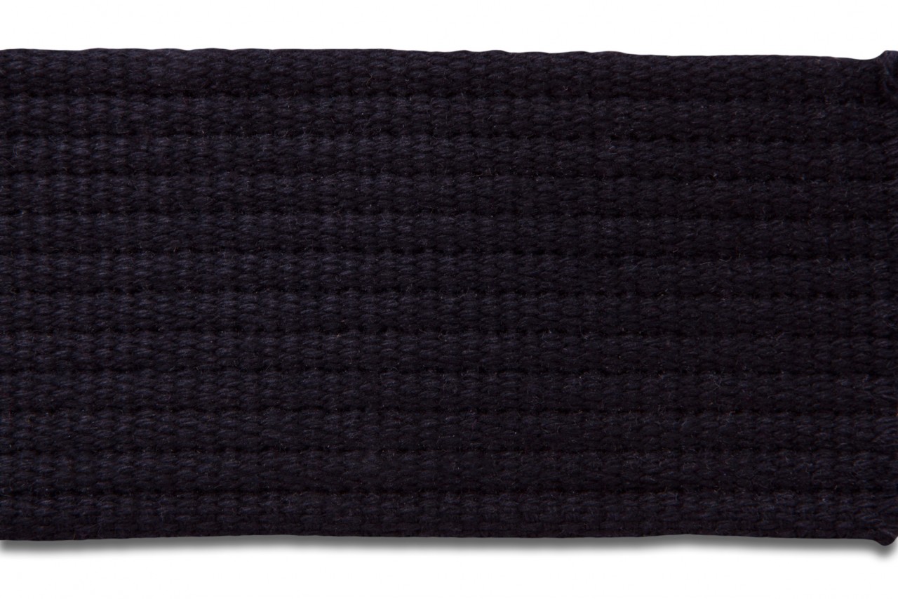 12R Black Ribbed Cotton Webbing