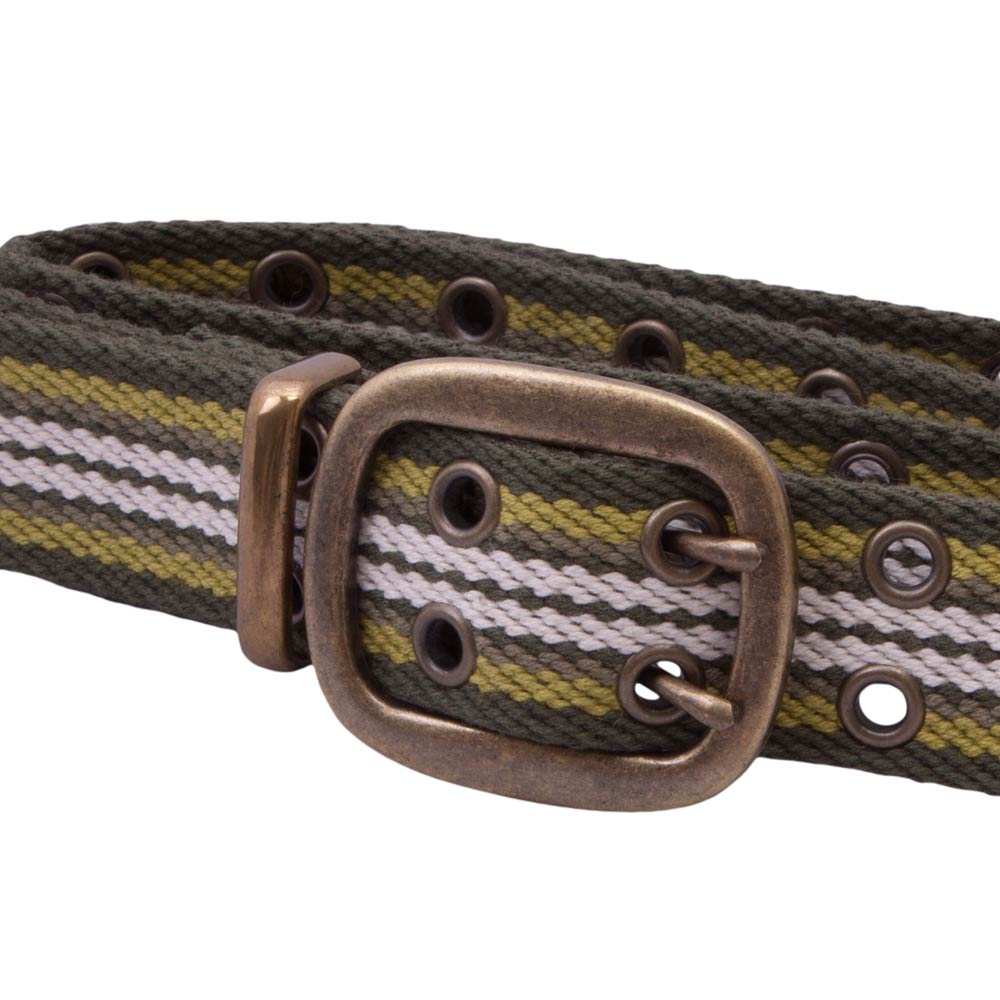 LR Green Striped Webbing Belt with Grommets